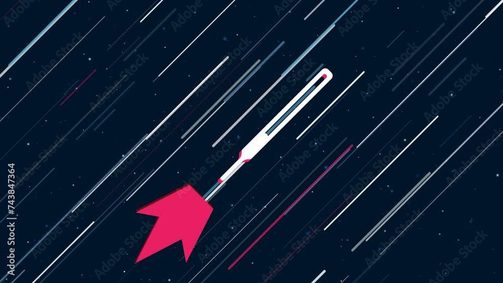 Thermometer symbol flies through the universe on a jet propulsion. The ...