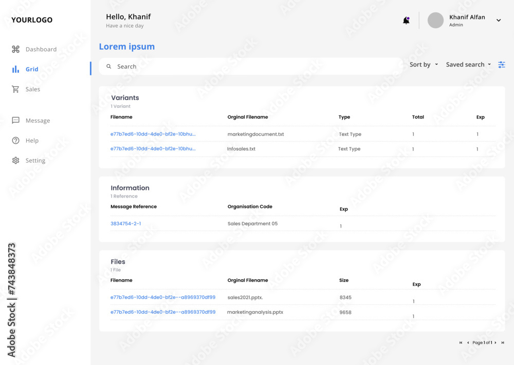 Web Application Dashboard Software and framework CMS with Tabs, Grids and Rows UI Kit template ...