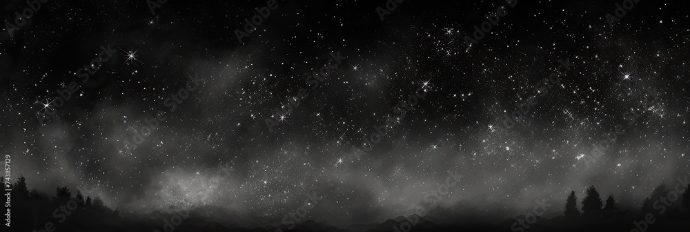 A mesmerizing black and white depiction of the night sky, showcasing a ...