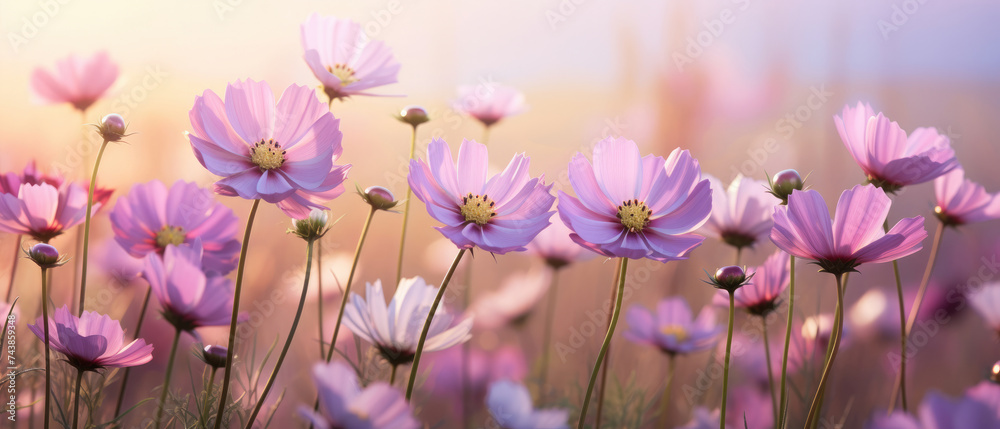 The gentle breeze slowly warms the summer various flowers bloom in the ...