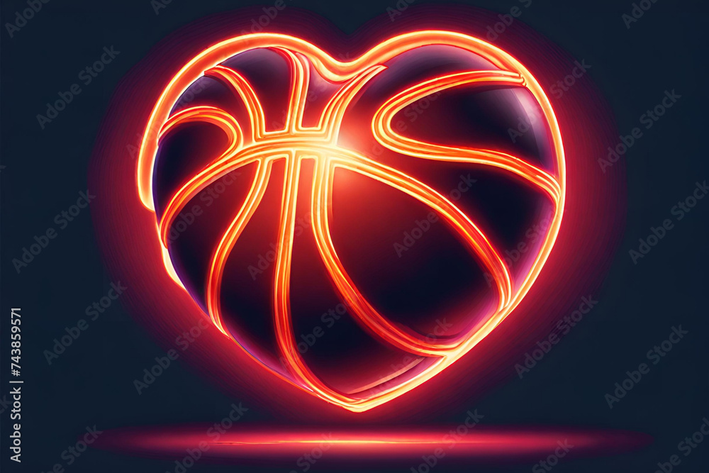 Heart shaped basketball glyph icon. Clipart image isolated on white ...