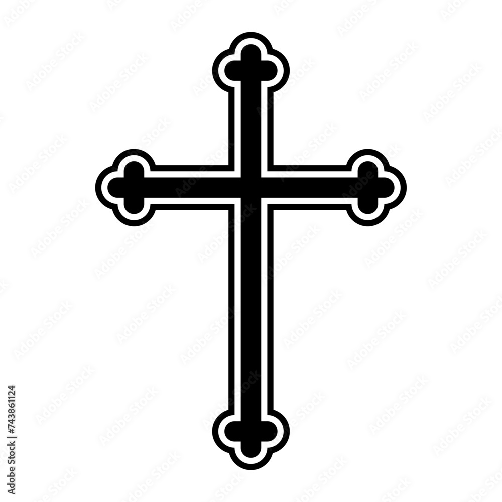 Cross vector shape symbol. Christianity sign. Christian religion icon ...