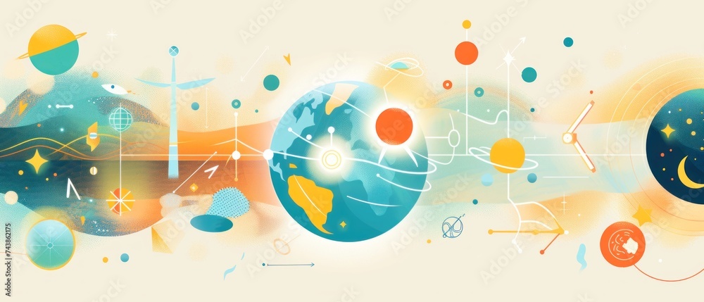 Concept diagram network, climate care symbols linked show progress ...