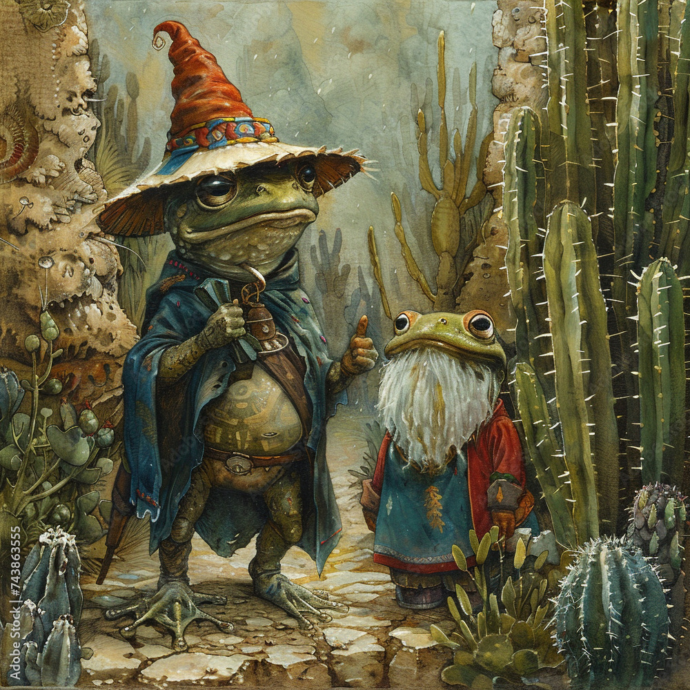 Time traveling frog meeting a gnome in the midst of the Aztec Empire a ...