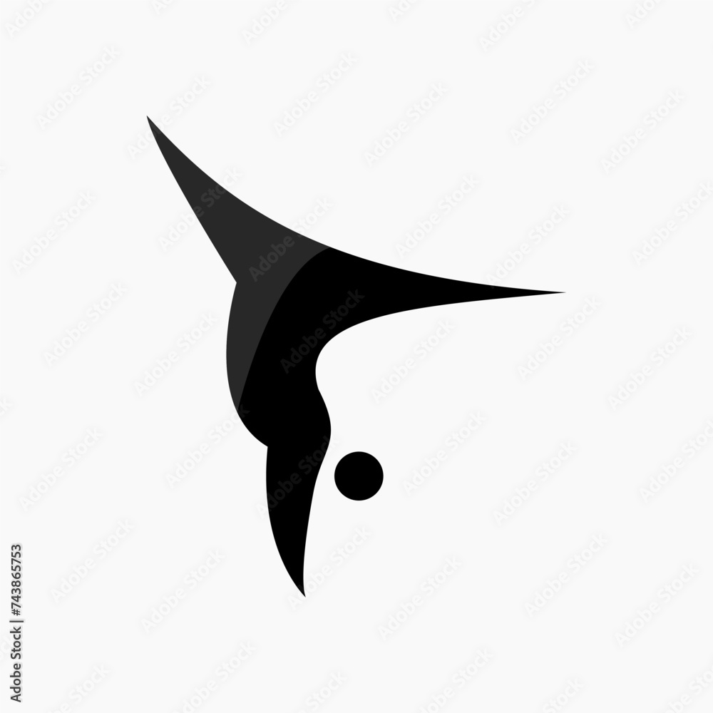 Vector icon of a gymnast performing gymnastic elements. Illustration of ...