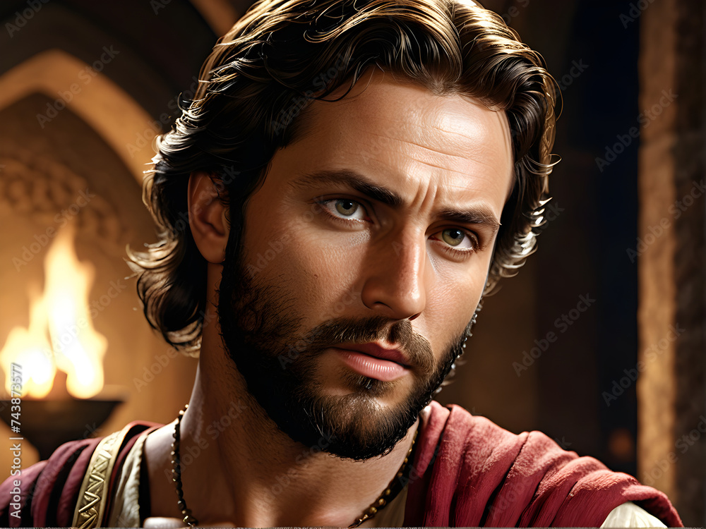 Judas's Resolve: Portrait of the Biblical Figure Judas, Reflecting ...