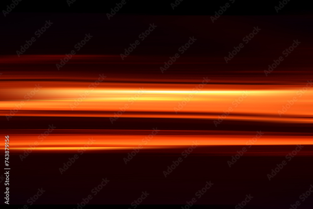 Abstract red light trails on dark background. Red glowing lines power ...