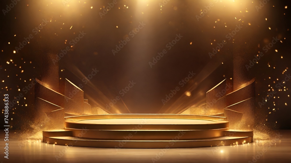 Award show stage, Spotlight contest podium sparkle stage winner disco ...