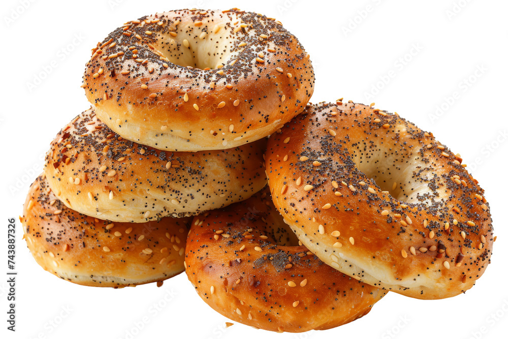 Stack of Bagels. A close up view of a pile of bagels stacked on top of ...