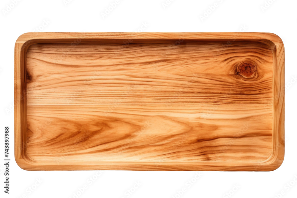 Wooden Tray With Smooth Surface. A wooden tray is displayed, featuring ...