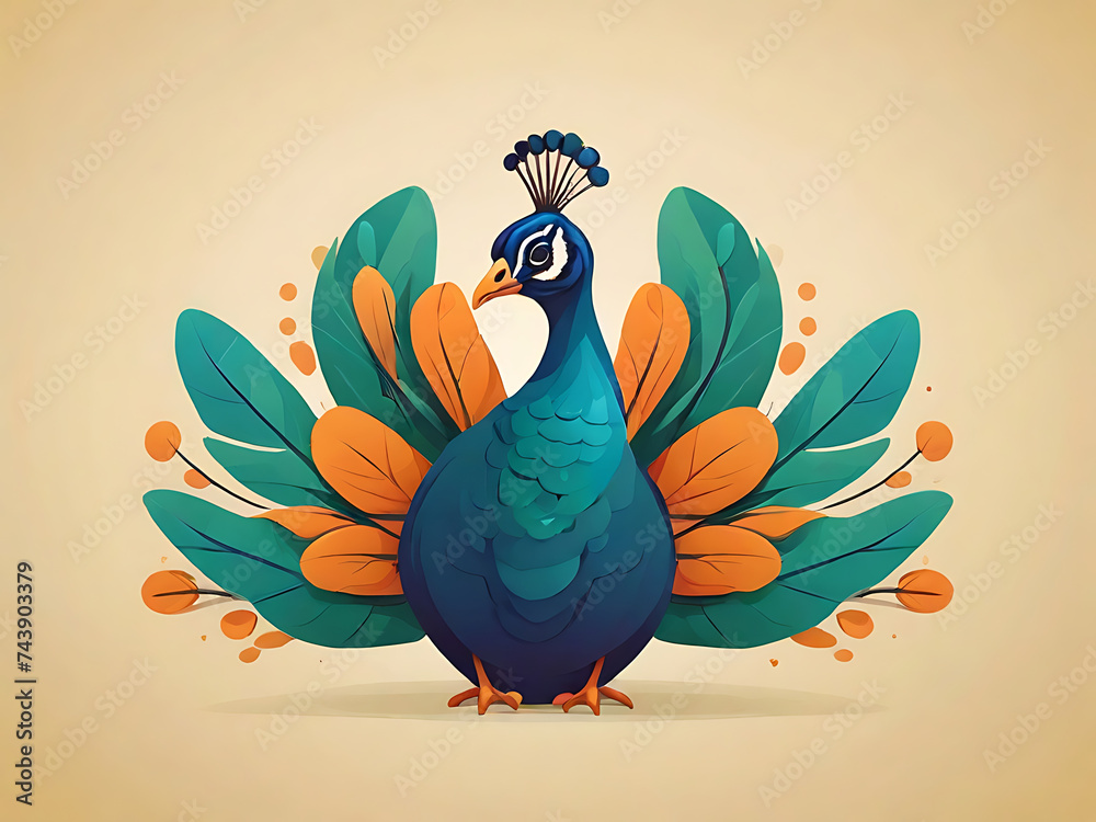 Plasticine peacock bird cartoon character sculpture 3D rendering ...