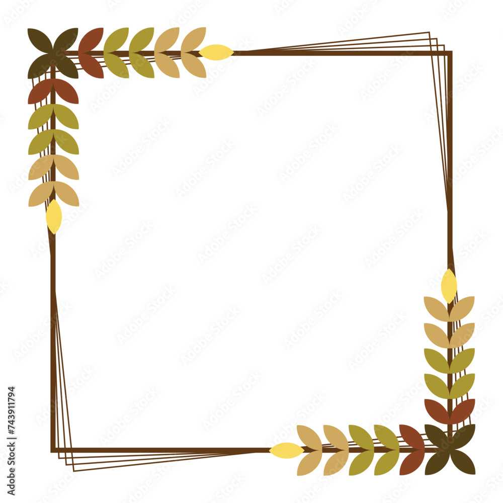 Simple rectangle square border frame with autumn leaves colors ...