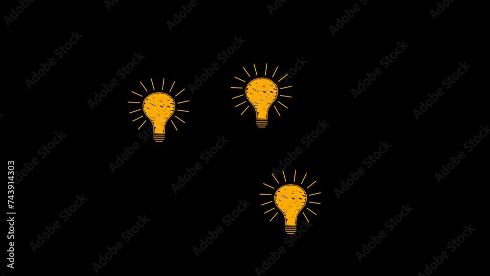Animated randomly moving blinking yellow light bulbs. Animation on a ...