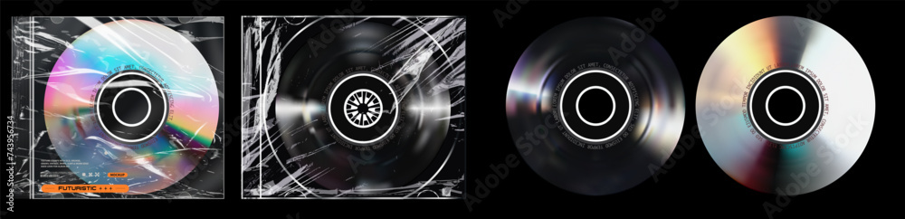 Sleek Modern Vinyl Record Design with Reflective Rainbow Surface and ...