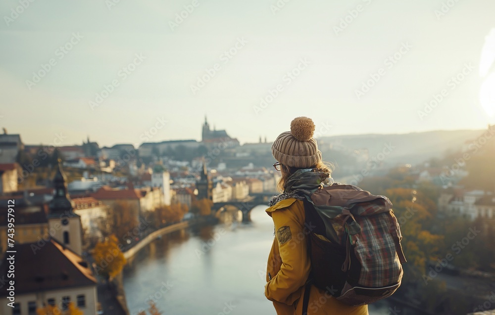 THe young women,Tourist travel with beautiful tourist attractions ...