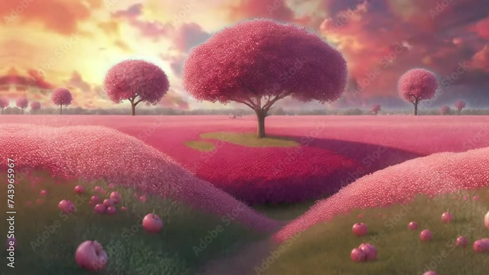 Imagine a charming sakura flower garden with delicate cherry blossoms ...