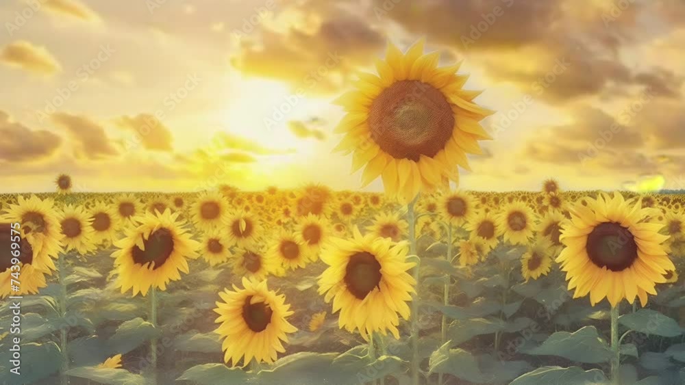 Sunflowers, with their vibrant yellow petals, create a stunning and ...