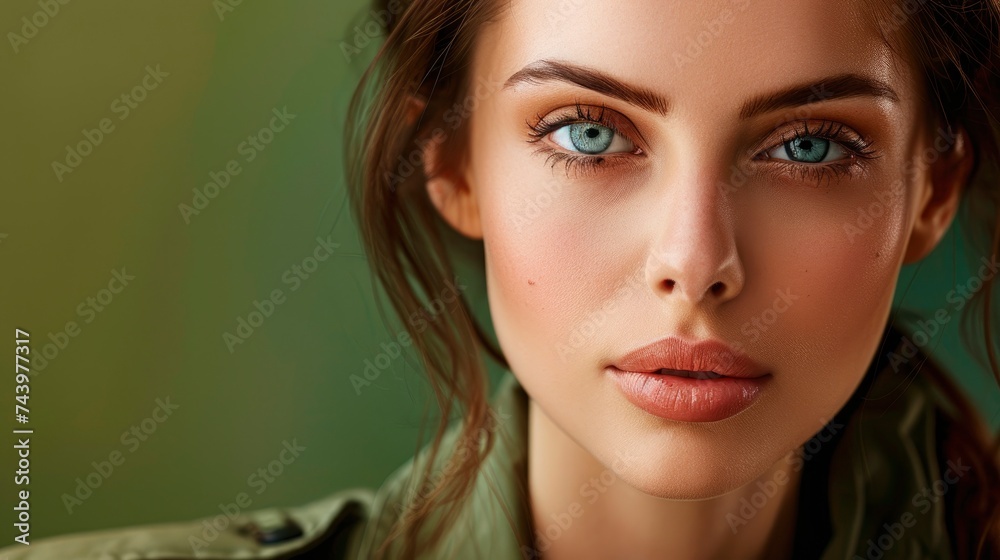 Charming sensual military soldier female model studio photo with ...