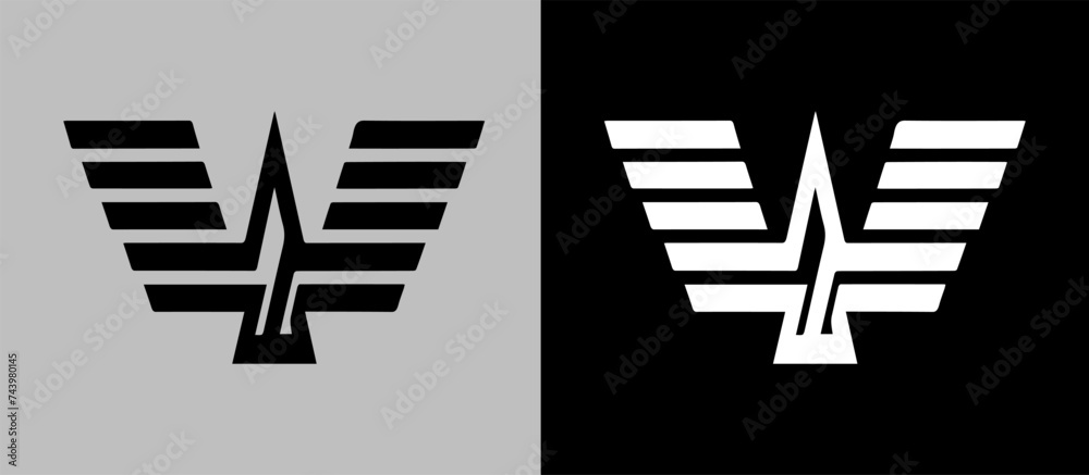 Wing with star icon. Military badge. Army wings symbol. Wings army ...