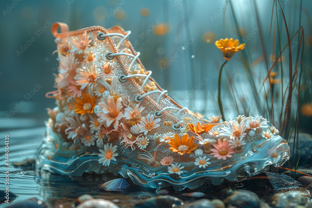 Modern futuristic design of avant-garde shoes as a concept idea for ...