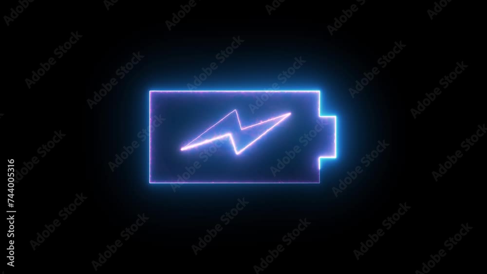 Battery charge neon sign glowing battery icon. Glowing neon battery ...