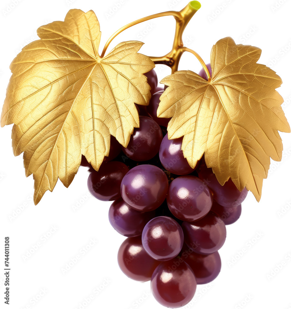 golden grape,grape made of gold isolated on white or transparent ...