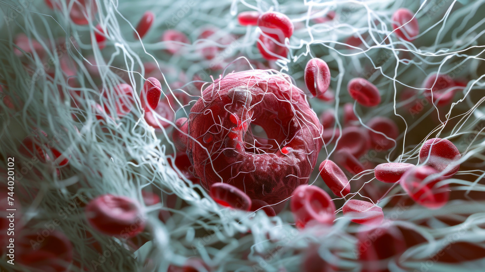 High-Resolution Microscopic Image of a Single Red Blood Cell Surrounded ...