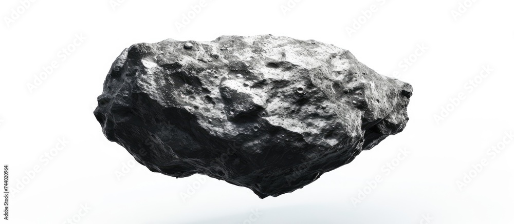 An illustrated rock is captured in motion, flying through the air ...