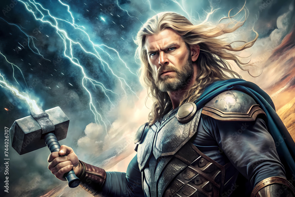 Thor, figure from Norse mythology, man, strength, god, hammer, god of ...
