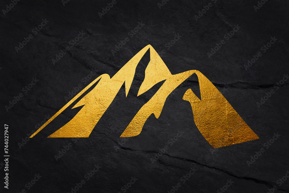 Golden mountains art deco isolated on black background. Luxury ...