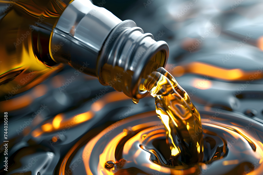 Refueling and pouring oil into the engine motor car. Stock Illustration ...