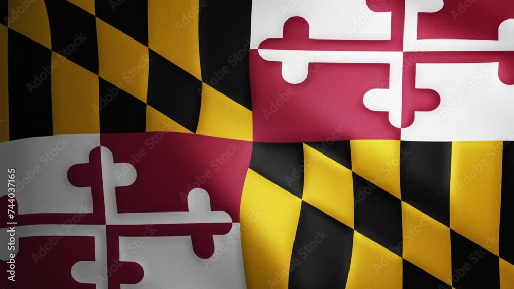 Maryland flag with fabric texture that moves in the wind. Smooth ...