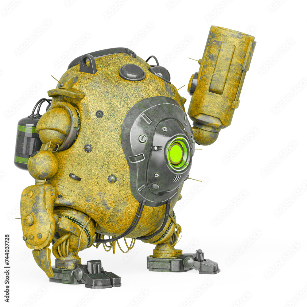 heavy metal mech ball have a gun on white background in side view Stock ...