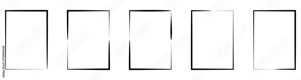 Grunge rectangle brush outline frames collection. Hand drawn frame ...