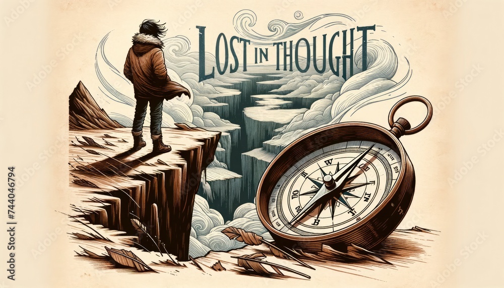 An illustration of a person on the edge of a cliff with a broken ...