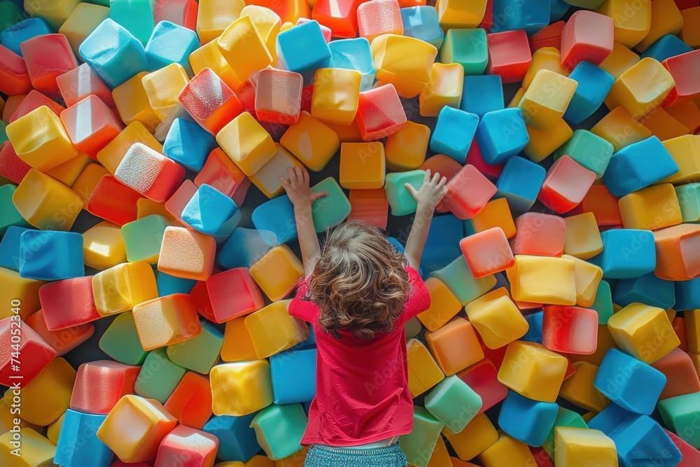 Playing in a foam pit at an indoor play center, diving into a sea of ...