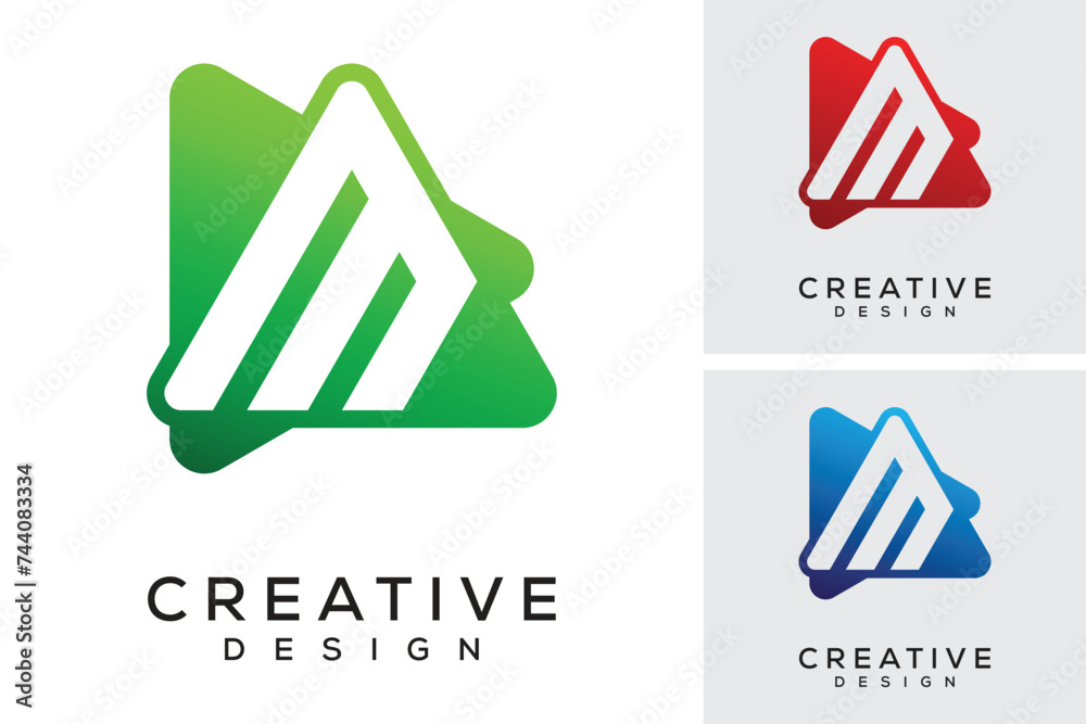 Letter M Play Button Logo Design Idea Stock Vector | Adobe Stock