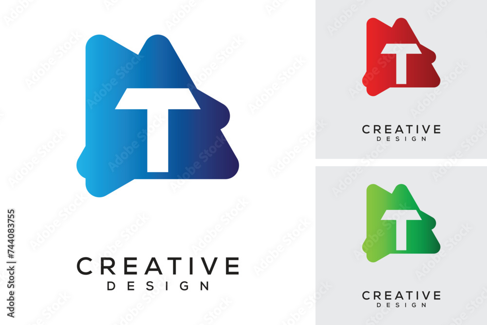 Letter T Play Button Logo Design Idea Stock Vector | Adobe Stock
