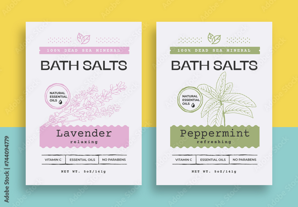 Bath Salts Vintage Label Layout for Package Stock Template | Adobe Stock