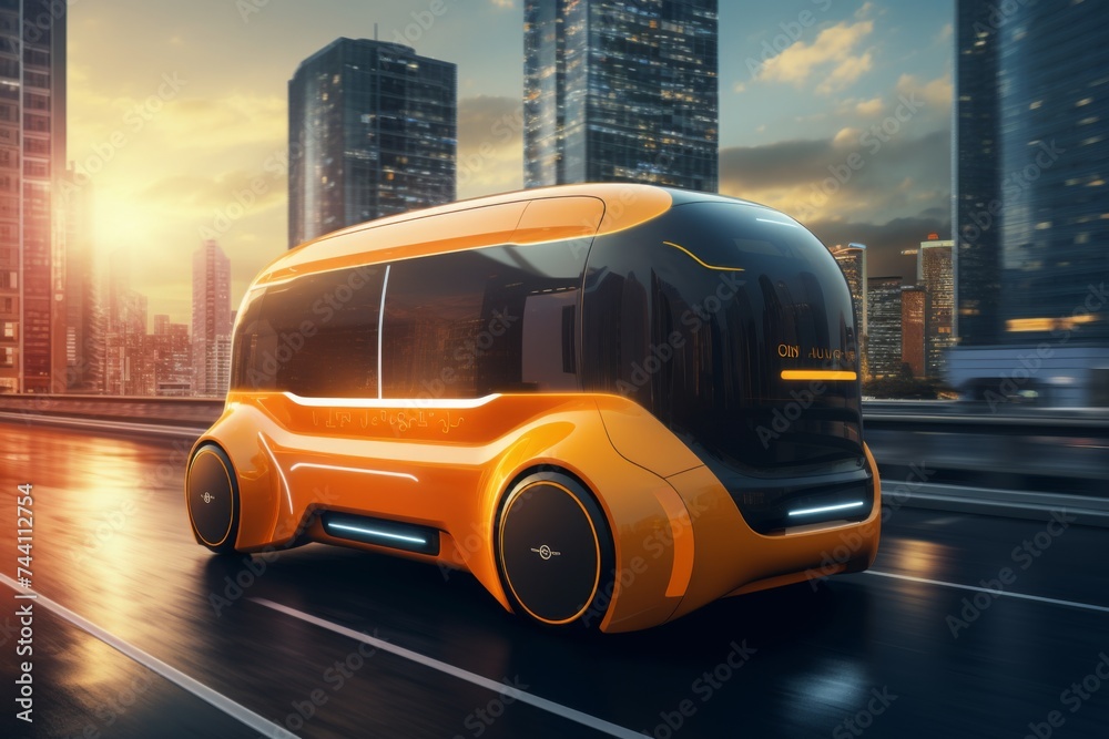 Self-Driving Shuttle Bus - Urban public transport redefined Stock ...