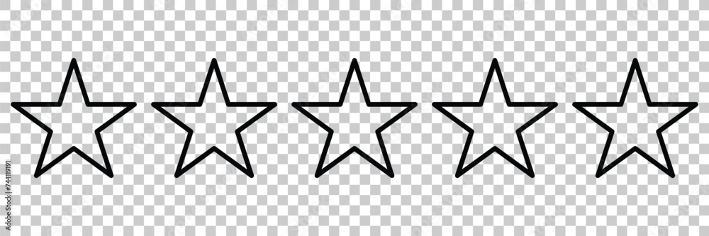 Star icon collection. Blank star vector icons set with shadow. Black ...