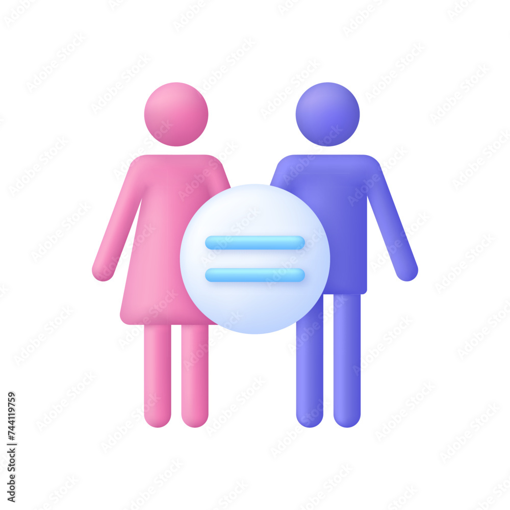 3D Gender icon. Equality between men and women. Gender equality and ...