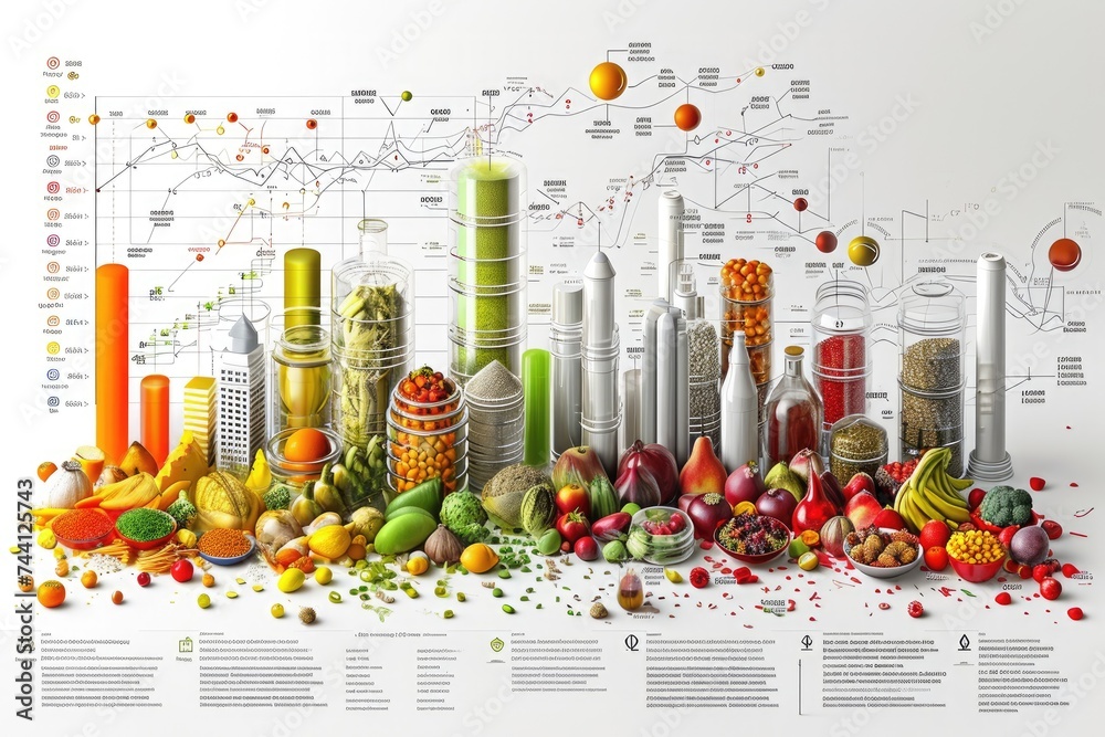 This photo shows a poster with a collection of different items ...