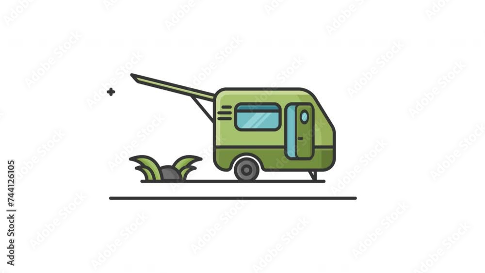 camper van icon animation video, motion graphic animation of summer ...