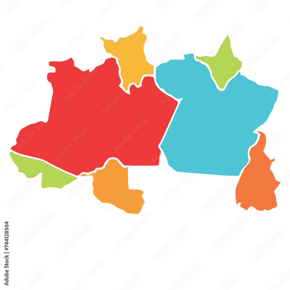 Vetor de região amazônica, mapa Amazônia, região norte, região norte ...