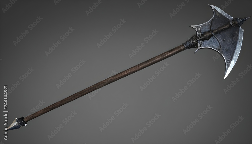 Fantasy dungeons and dragons halberd on neutral grey background, for ...