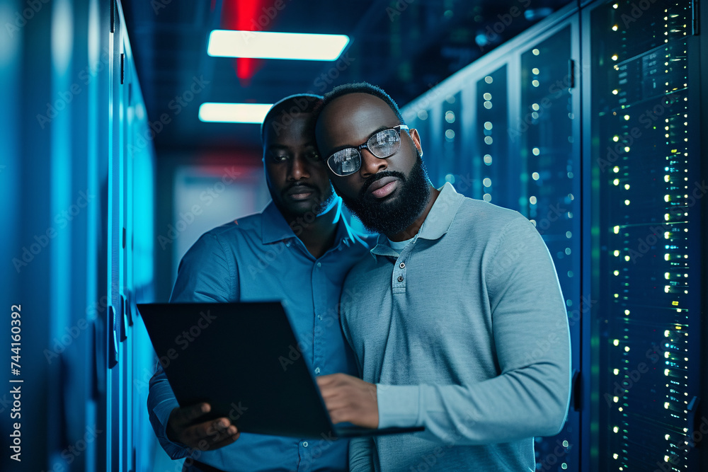 Afro American IT Engineer Standing and Posing with Crossed Arms in the ...