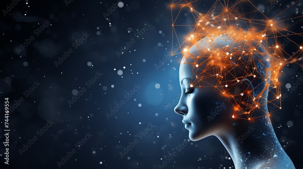 Lines connected to thinkers, symbolizing the meaning of artificial ...
