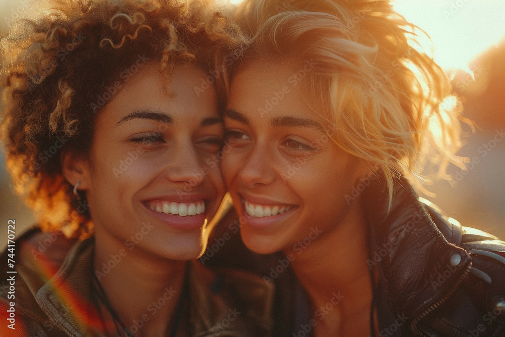 Two people, one transgender and one cisgender, sharing a laugh in a ...
