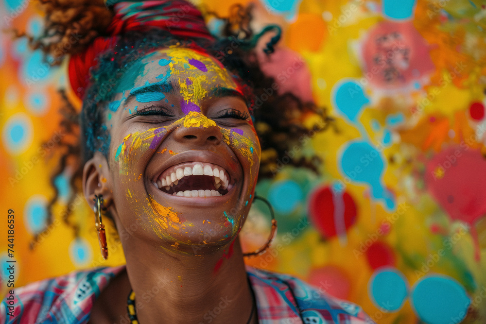 A person using art to convey messages of social justice, painting a ...